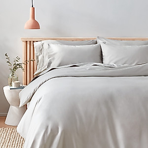 Amazon Aware 100% Organic Cotton 300 Thread Count Sheet Set - Gray, Queen 100% Organic Cotton 300 Thread Count Duvet Cover Set - Gray, Full/Queen