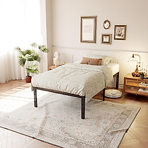 MGNO 18in Twin Size Bed Frame No Box Spring Needed, Heavy Duty Metal Platform Bed Frame Twin with Steel Slat, Easy Assembly, Noise Free, Black