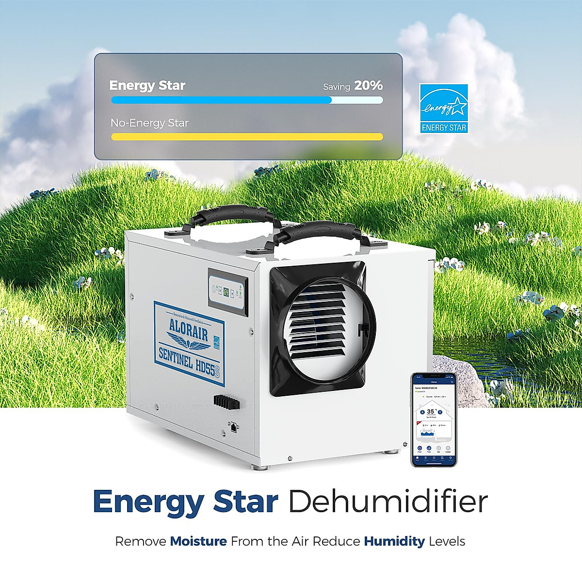 ALORAIR Crawl Space Dehumidifiers, 120 PPD Energy Star Wi-Fi APP Controls Crawlspace Dehumidifiers, Auto Defrost Basement Commercial Dehumidifiers
