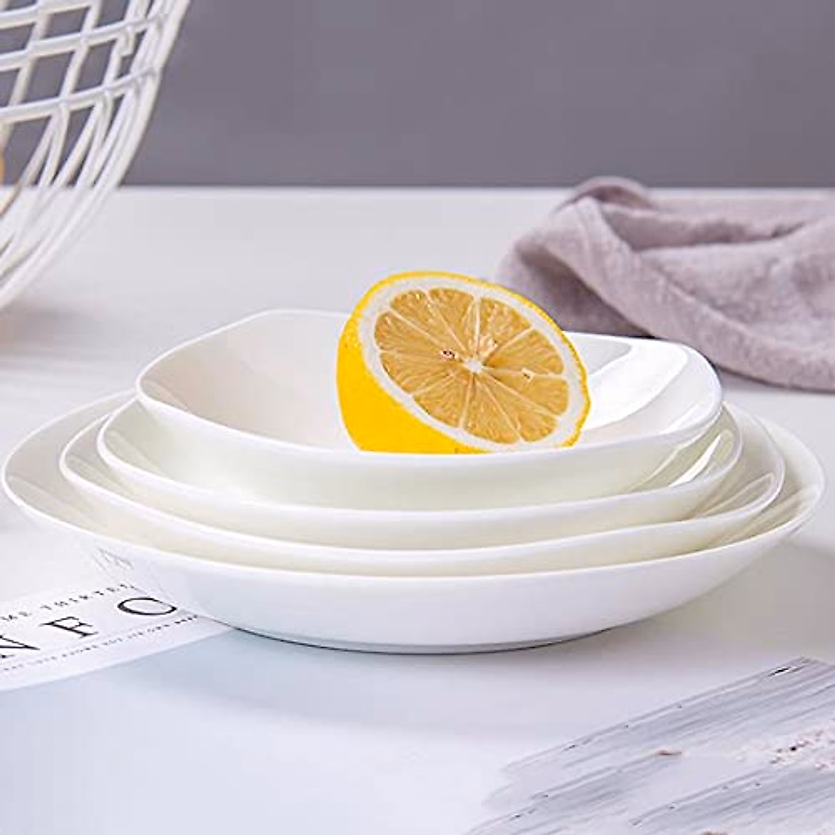 Dishes Plates Ceramic Dinner Plate Set 8 Inch 10 Inch Dishes Set for Salad Pasta Dessert Plates and Appetizer Microwave Oven Dishwasher Safe (Set of 4,6,10) Home dining plate ( Color : C , Size : 6.5I