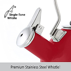 Chantal 1.8 QT Kettle, Oolong Series, Premium Enamel on Carbon Steel, Whistling, Even Heating & Quick Boil (Apple Red)