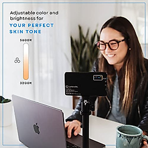 Lume Cube Broadcast Lighting Kit | Zoom Lighting, Webcam Light for Computer | Video Conference Lighting Kit for Laptop with Adjustable Brightness & Color Temperature, Tripod & Suction Mount Included