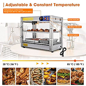 WeChef Commercial Food Warmer 2-Tier 110V Countertop Food Pizza Warmer 750W 24x15x20 Pastry Display Case