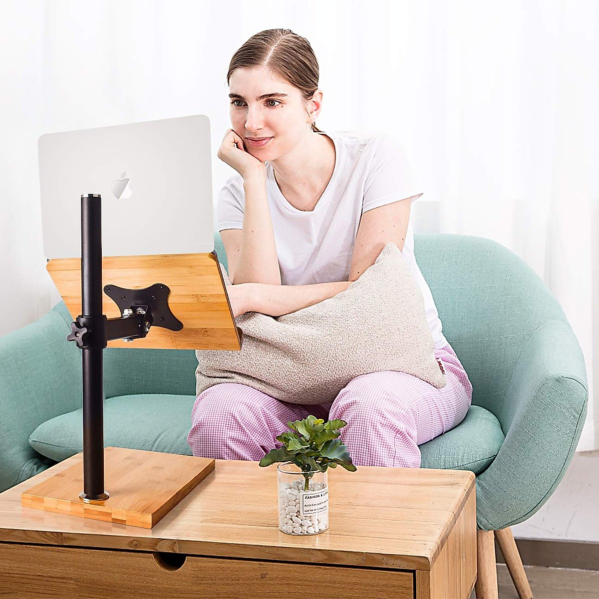 wishacc Book Stand Height Adjustable - Upright Bamboo Book Stand & Holder for Reading Hands Free, Desktop Adjustable Reading Height and Angle Book Rest with Page Clips (11.0 x 8.1 inches)