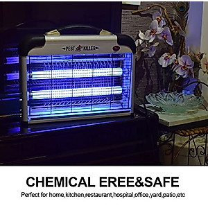 Bug Zapper Indoor, 2800V Powerful Flying Insect Mosquito Killer w/ 20W Blue Light Attract, Plug-in Pest Control Machine for Moth, Fruit Fly, Fungus Gnat, Garage Bug Catcher