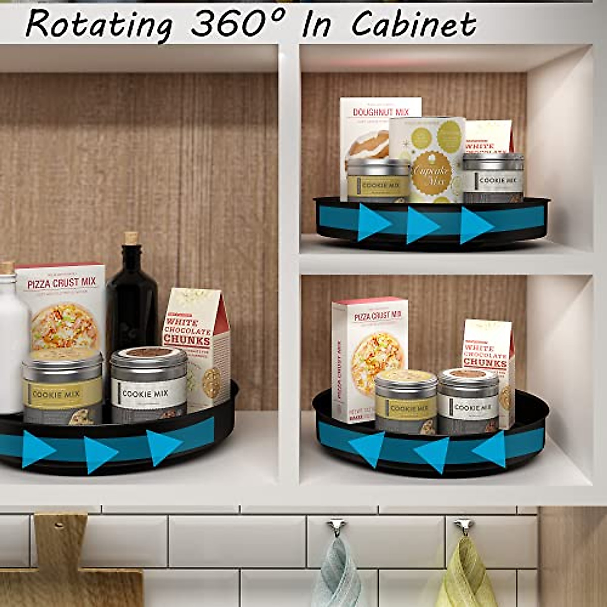 Lazy Susan Organizer 10 inch Stainless Steel Metal Turntable Rotating Spice Racks for Pantry Cabinet Cupboard Organizer Table Black