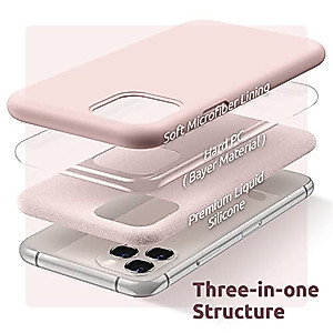 SURPHY Silicone Case Compatible with iPhone 11 Pro Max Case 6.5 inch, Liquid Silicone Full Body Thickening Design Phone Case (with Microfiber Lining) for 11 Pro Max 2019 (Pink)