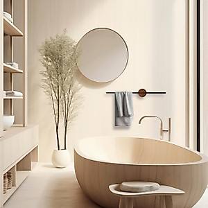 MYHUONGVN Towel Racks for Bathroom - Towel Holder for Bathroom Wall - Hand Towel Holder for Bathroom - Bathroom Hand Towel Holder - 20-Inch Walnut and Black Aluminum Bar