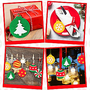 24 Pieces Christmas Felt Ornaments Round Hanging Decoration Xmas Hanging Felt Decoration Pendant for Christmas Tree Theme Family Party Indoor Outdoor Hanging Decor (Popular Style)