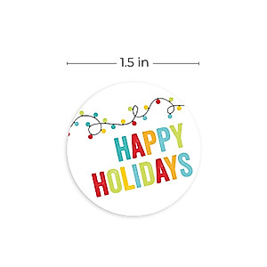 String of Lights Happy Hoildays Stickers / 500 Festive Christmas Lights Labels / 1.5" Small Business Holiday Label/Winter Envelope Seals/Made in The USA