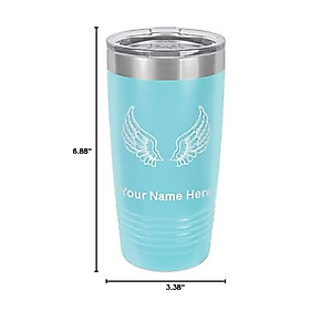 LaserGram 20oz Vacuum Insulated Tumbler Mug, Angel Wings, Personalized Engraving Included (Light Blue)