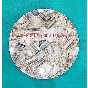 Agate Coffee Table with Metal Base, 24" Inch Round (Customize Sizes) Natural Grey White Brown Agate Table, Stone Coffee Table, Agate Table Top, Agate Round Coffee Table