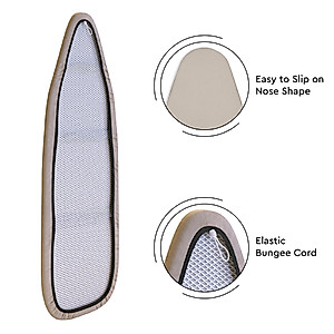 Encasa Homes Replacement Ironing Board Cover with Extra Thick Pad, Plain Colors, Elasticated, (Fits Standard X-Large Boards of 57"x22") Heat Reflective, Scorch Resistant, Heavy Duty - Grey