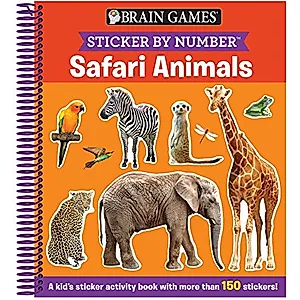 Brain Games - Sticker by Number: Safari Animals (For Kids Ages 3-6): A Kid's Sticker Activity Book With More Than 150 Stickers!