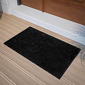 Flash Furniture Harbold Indoor/Outdoor Coir Doormat - Solid Black Fibers - 18" x 30" - Non-Slip Backing