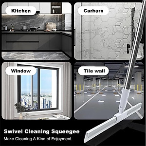 Retractable Silicone Floor Scraper, Retractable Silicone Floor Scraper Bathroom Wiper 35cm Silicone Ground Scrape, Retractable Magic Broom, Silicone Bathroom Wiper Broom-50cm