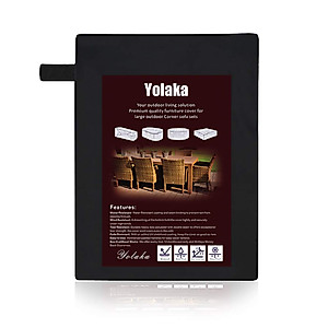 Yolaka Outdoor Furniture Covers Sectional Couch Protector Black Waterproof for Patio Sofa Sets U Shaped 126x61 Inches