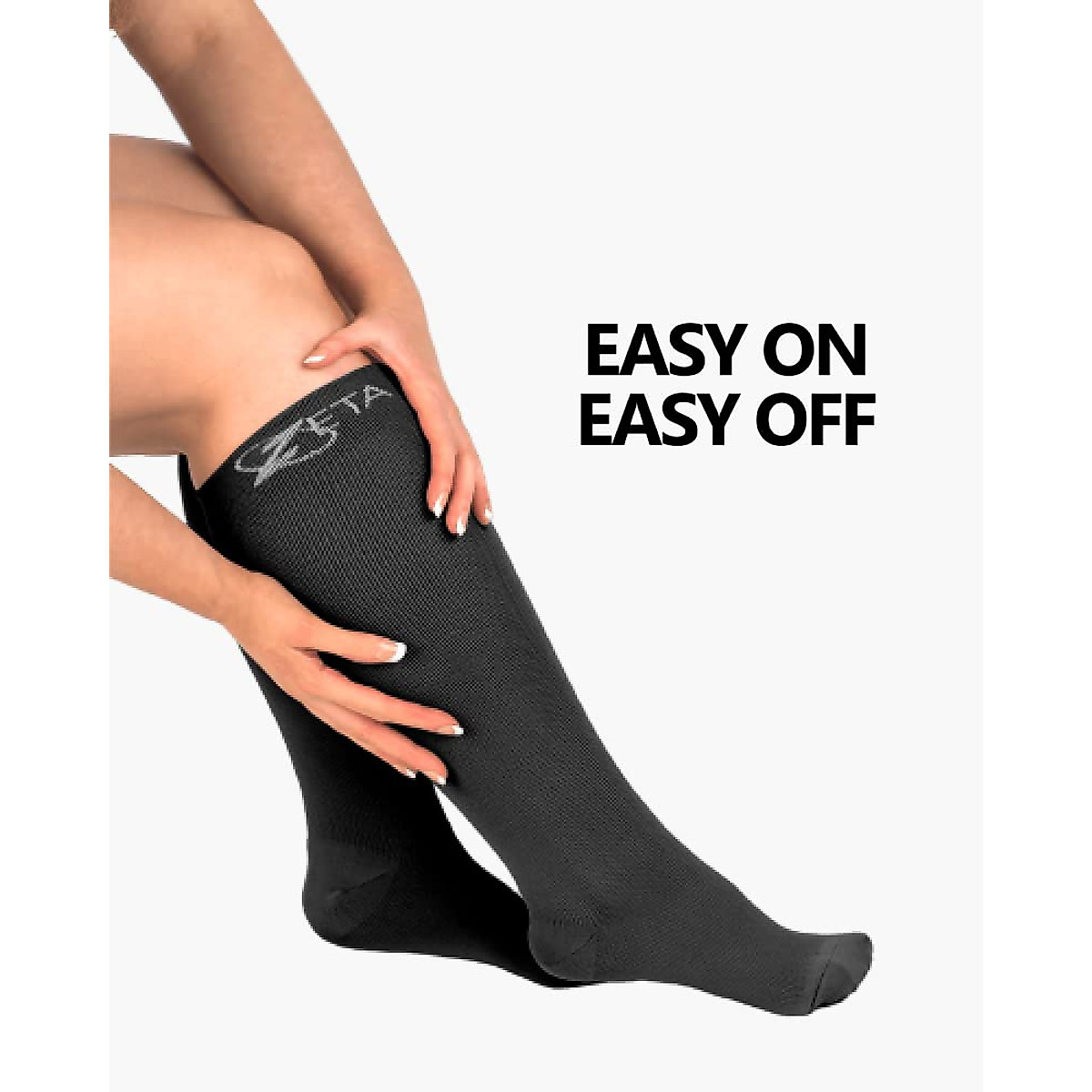 Zeta Wear Plus Size Leg Sleeve Support Socks - The Wide Calf Compression Socks Men and Women Love for Its Amazing Fit, Cotton-Rich Comfort, Compression & Soothing Relief, 1 Pair, 3XL, Black