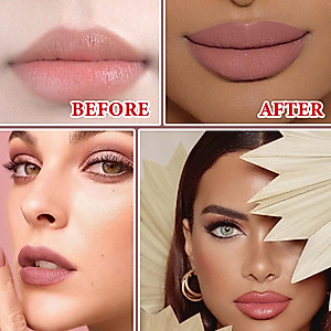 BKPPLZP 3 Pcs Matte Nude Lipstick Set,Lip Crayon Lipstick for Women Velvet Smooth Lip Gloss Stain Non-Stick Cup Lip Stick,Moisturing Long Lasting Waterproof Lipstick Lip Makeup(Set B)