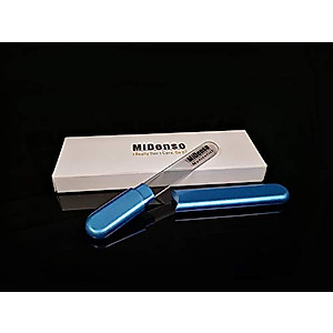 Premium Glass Nail File with Case, Crystal Diamond Salon Best Beauty Nail Buffer for Natural and Acrylic Nails Christmas Gift for Woman and Man,Blue