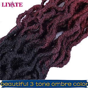 14 Inch Goddess Faux locs Crochet Hair 6 Packs/Lot Soft Gypsy Locs Wavy Crochet Braids Dreadlocks 3 Tone Curly Wavy Twist Braiding Hair Extensions African Roots Braid（#1B/99j/530)