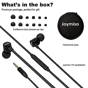 Joymiso Tangle Free Earbuds for Kids Women Small Ears with Case, 3 Sets Bundle, Comfortable Lightweight, Flat Cable Ear Buds Wired Earphones with Microphone and Volume Control for Cell Phone Laptop