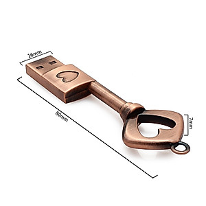 Usbkingdom 32GB USB 2.0 Flash Drive Metal Heart Key Ring Shape Waterproof Key Chain USB Pen Drive Memory Stick Pendrive Thumb Drive