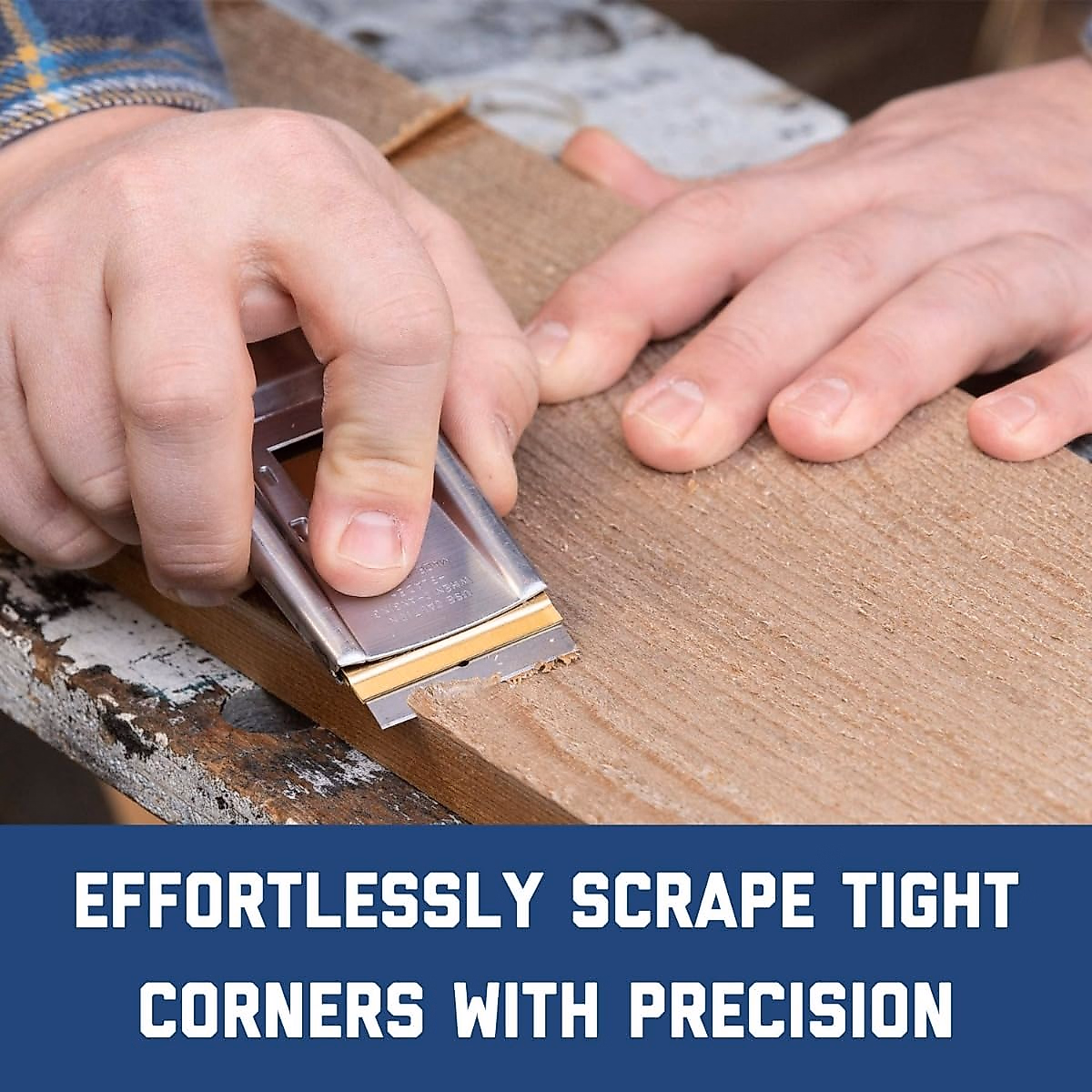 AccuTec Pro Heavy Duty Window Scraper with 5 Blades - Full Metal Body for Longevity and High Carbon Steel Blades for Optimized Sharpness and Durability - APTL-7001