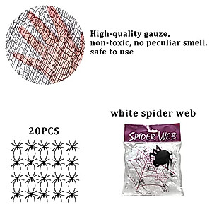 Mauts 315"x39" Halloween Creepy Cloth Halloween Decorations DIY Halloween Fake Spider Cobweb with Spooky Fabric (Black)