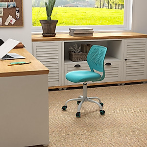 MEDIMALL Kids Desk Chair, Ergonomic Kids Office Chair Ages8-12 w/Lumbar Support, Low-Back Teen Desk Chair for Girls Boys, Small Cute Kids Computer Chair for Bedroom/Study/Vanity Desk, Turquoise