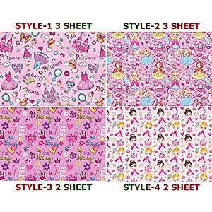 U'COVER Princess Birthday Wrapping Paper for Girls Kids Baby Shower Women Pink Gift Wrapping Paper Castle Theme for Holiday Wedding Graduation Gift Wrap Paper 10Folded Sheet