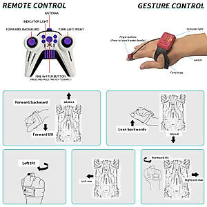 Bindove RC Stunt Tank with Light, Watch Gesture Sensor RC Tank Toy, 360 Rotation Remote Control Stunt Car Shooting Water Bullets, Gifts for Children (Tracked Black Purple)