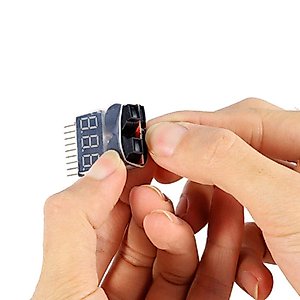 CAMWAY 5PCS 2in1 1-8s Lipo Battery Voltage Tester,RC Low Voltage Buzzer Alarm+ Digital Battery Capacity Tester RC Cellmeter-7 Lipo Battery Tester LCD Battery Checker Controller