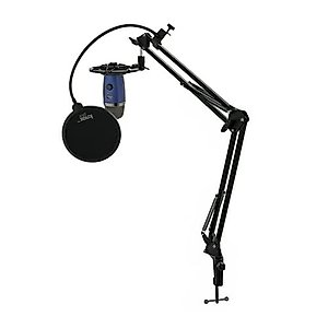 Blue Yeti Nano USB Microphone (Vivid Blue) Bundle with Boom Scissor Arm, Shock Mount, and Pop Filter for Broadcasting Recording Microphones (4 Items)
