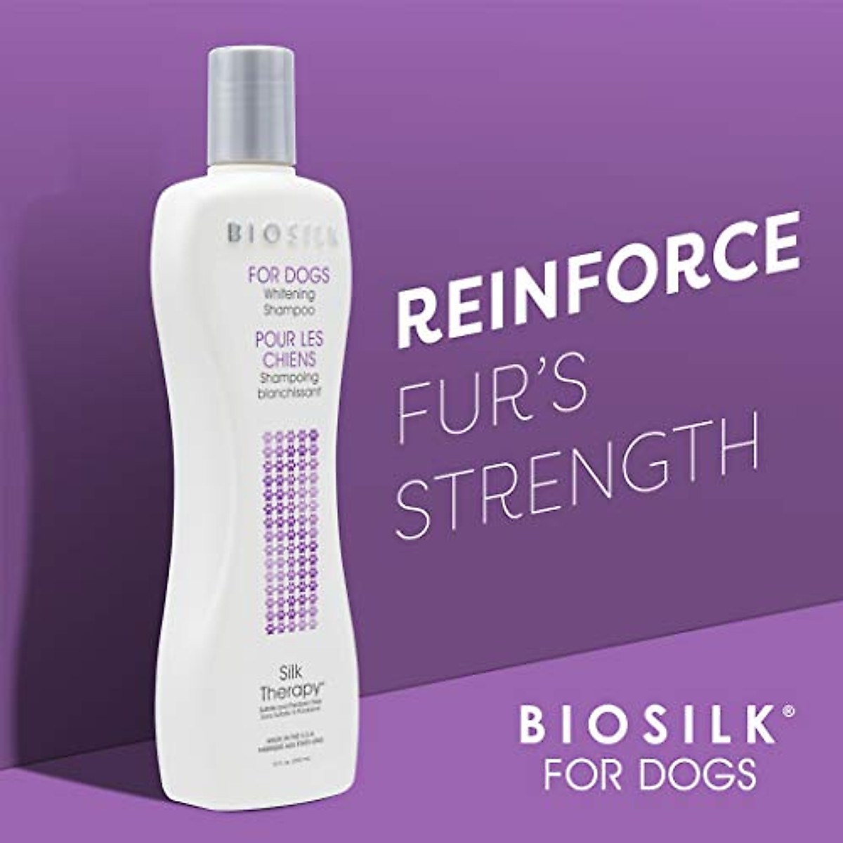 BioSilk for Dogs Silk Therapy Whitening Shampoo | Best Brightening Dog Shampoo for White Dogs to Keep A Clean, White Coat, 12 Oz Shampoo Bottle for All Dogs