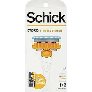 Schick Hydro Stubble Eraser Razor with 2 Razor Refill Blades