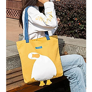 AWXZOM Cute Canvas Tote Bag graphic tote bag funny bags Lunch Grocery (yellow duck)
