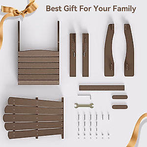 EFURDEN Adirondack Chair Set of 4, HDPE Folding Adirondack Chairs, Wide Armrest and High Backrest Fire Pit Chairs, All Weather & Fade Resistant Outdoor Chair for Garden Patio Backyard Porch, Brown