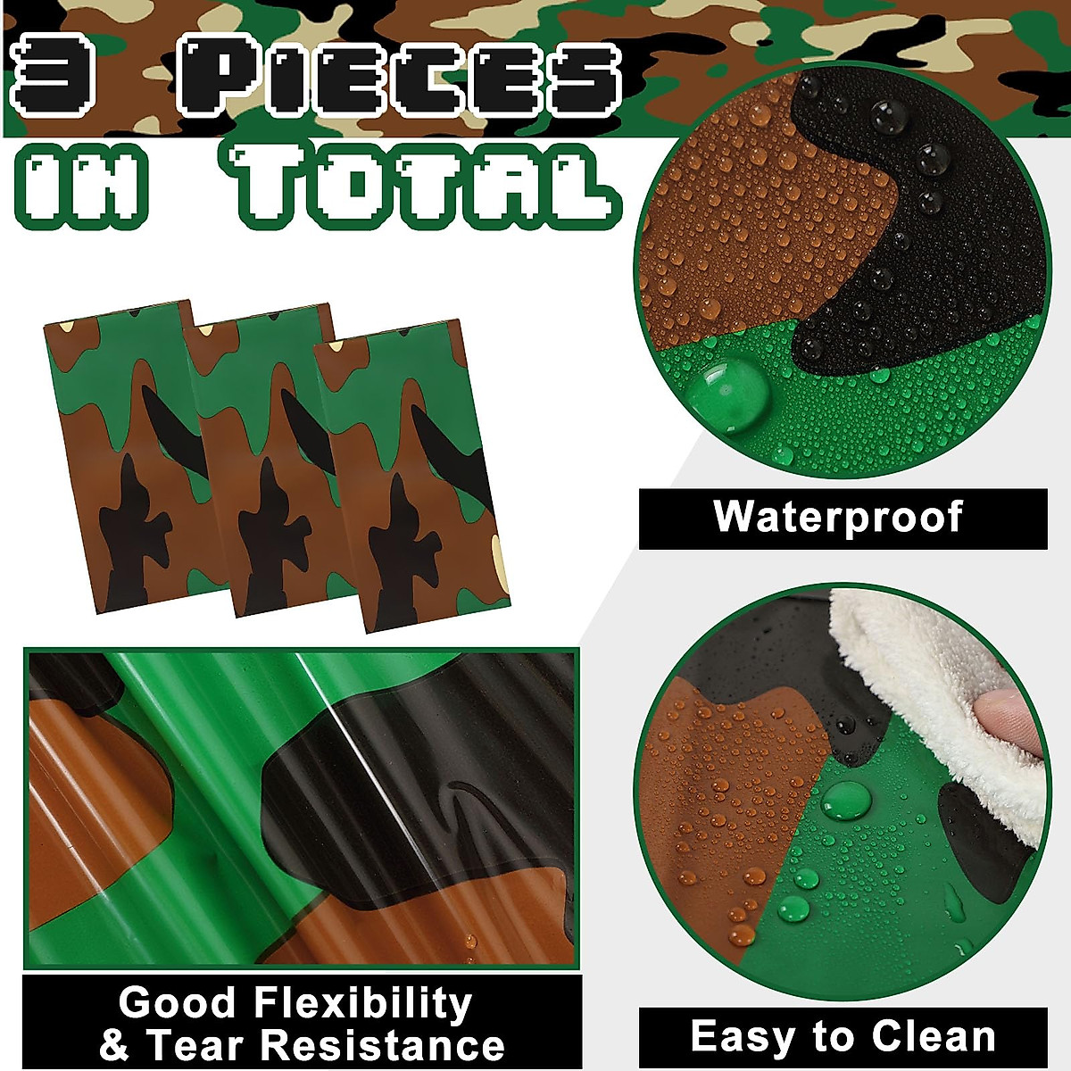 Mixweer Camouflage Plastic Tablecover Camo Tablecloth, 54 x 108 Inch Disposable Camo Table Cloths for Parties Camo Party Table Covers for Hunting Birthday Camo Party Decorations Supplies (3 Pcs)
