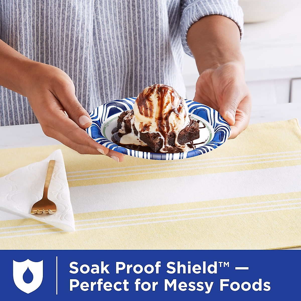 Dixie Ultra, Small Paper Plates, 6 7/8" Inch, 44 Count, 3X Stronger*, Heavy Duty, Microwave-Safe, Soak-Proof, Cut Resistant, Disposable Plates For Heavy, Messy Meals