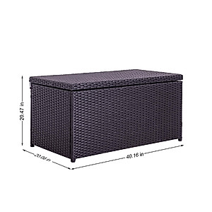 Aura Outdoor Patio Pool Wicker Storage Box, 70 Gallon Outdoor Cushion Storage Container, Outdoor Storage Bin for Cushins, Garden Supplies - PE Wicker Rattan, Aluminum, Black
