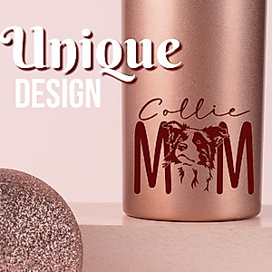 Onebttl Dog Mom Gifts, Dog Lover Gifts for Women, Best Dog Mom Ever, 20 oz Rose Gold Insulated Tumbler - Border Collie Mom