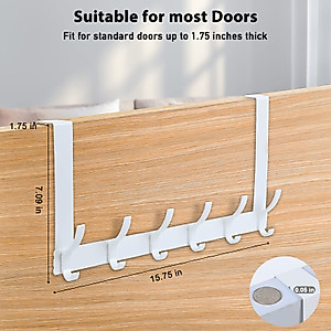 Optish Over The Door Hooks, Door Hanger Hooks, Over The Door Towel Racks for Bathroom with 12 Coat Hooks for Hanging Clothes Coats Towels, Fits 1-3/4" Thick Door