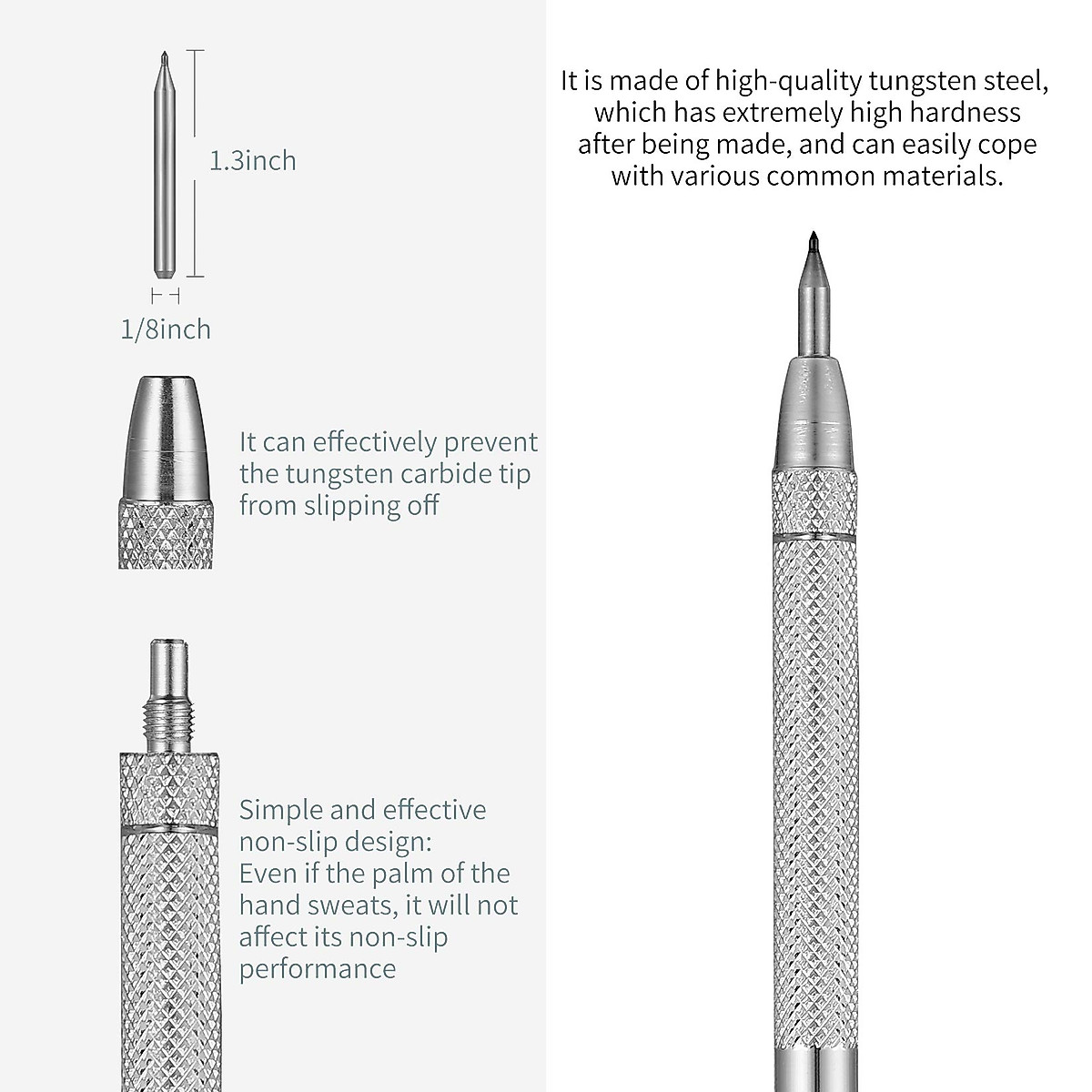 Anteiwa Scribe Tool Tungsten Carbide Scriber Marking Tools with Magnet and Clip Extra 4 Replacement Marking Tip Engraving Pen 2 Pack Aluminium Etching Machinist Pen for Glass/Ceramics/Metal