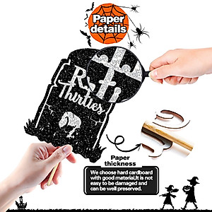 Rip Thirties Cake Topper, Death to My Youth/Rip to My 30th Cake Decor, Happy 40th Bithday Party Decoration Supplies, Black and Silver Glitter