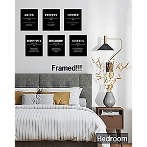 Drsoum Inspirational Office Wall Art - Motivational Wall Decor - Quotes Wall Art for Living Room - Encouraging Canvas Posters for Bedroom - Sayings for Wall Decor - 8” x10” x6 PCS (FRAMED)