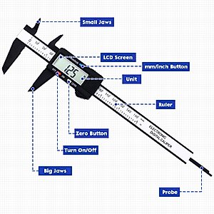 7 Pcs Telescoping Gage Digital Caliper Set, Caliper Measuring Tool Digital Micrometer Inside Micrometer, 5/16-6 Range, T Bore Hole Gauges, High Precision Telescopic Bore Gauge T Gage
