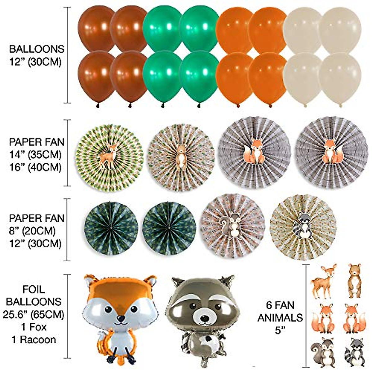 268 Piece Woodland Baby Shower Decorations for Boy Or Girl Kit | Gender Neutral Forest Animal Decor | Banners Garland Fans Guestbook Sash Balloons Cake Topper Games Stickers Creature Cutouts Ivy Vines