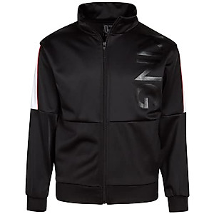 Quad Seven Boys' Tricot Jogger Set - 2 Piece Active Performance Zip-Up Tracksuit Set (Size: 4-18), Size 16-18, Black/White King