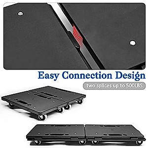 Furniture Dolly for Moving 2 Packs BTBFAMI Portable Furniture Movers with Wheels Moving Dolly,Small Flat Dolly Cart 4 Wheels Heavy Duty 500 Lbs Capacity Black